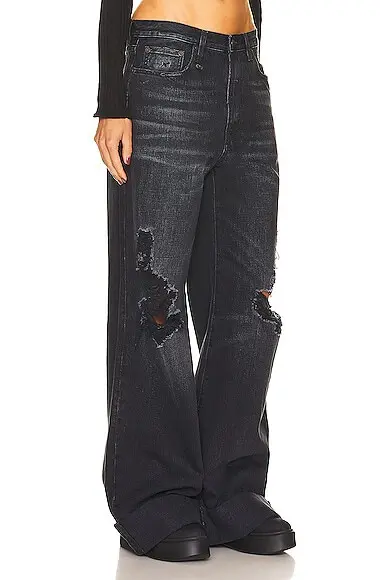 R13 Lisa Baggy Jean In Black In Jake Black - 60% Off | Editorialist